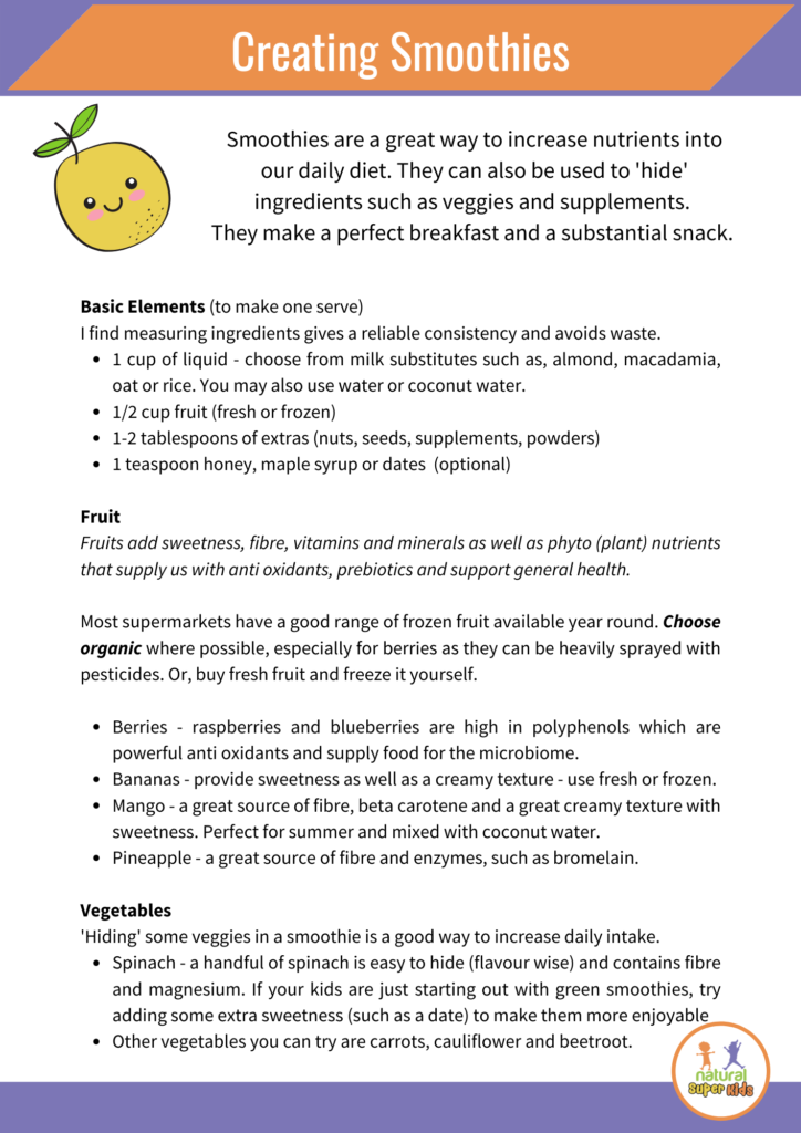 Creating Smoothies - Natural Super Kids
